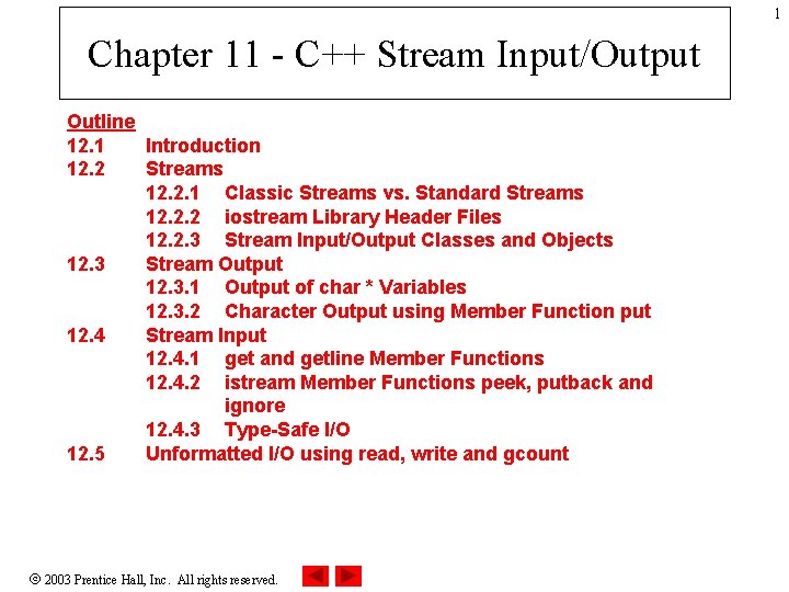 1 Chapter 11 C Stream InputOutput Outline 12