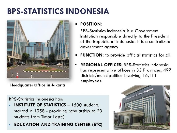 BADAN PUSAT STATISTIK COMMITMENTS FROM THE NSDS ON