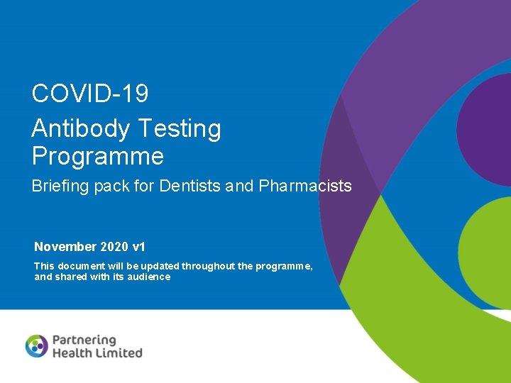 COVID19 Antibody Testing Programme Briefing pack for Dentists