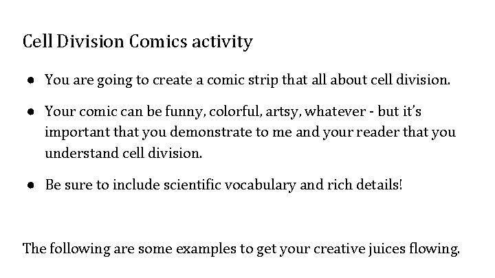 Cell Division Comics Using abstraction to represent a