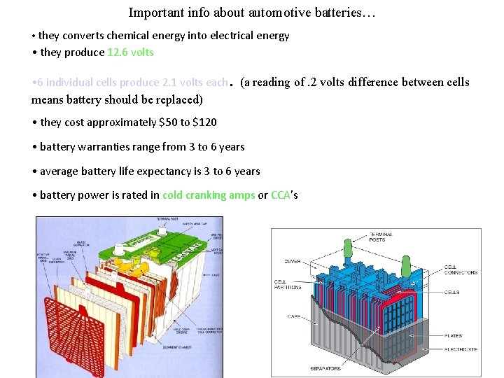 BATTERY Purpose of the Battery provides the electrical