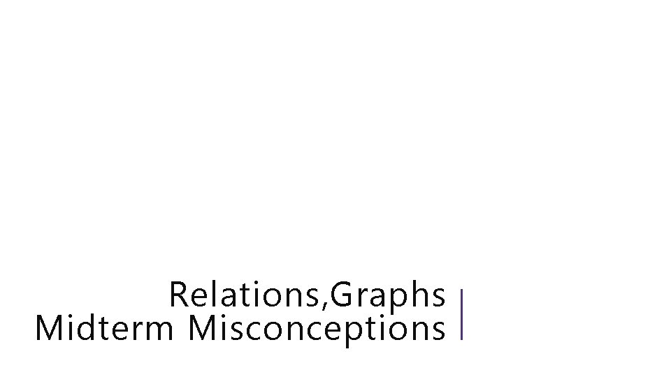Relations Graphs Midterm Misconceptions Properties of relations What