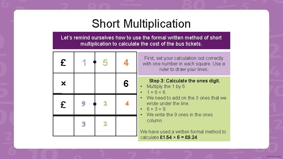 Tuesday 5 th May 2020 Multiply onedigit numbers