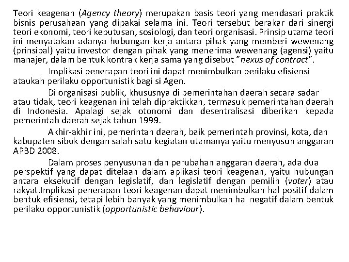 Theory Keagenan Sektor Publik http www fajar co