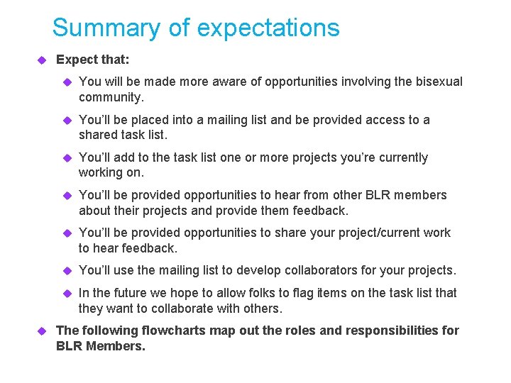 Bisexual Leaders Roundtable BLR Organizational Documentation Flow Charts