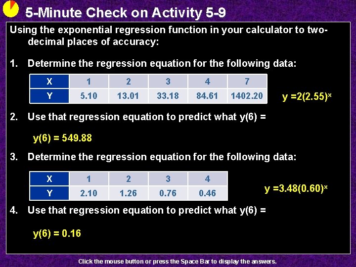 5 Minute Check on Activity 5 9 Using