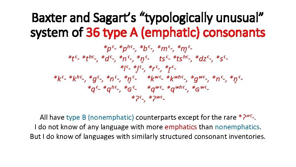 Old Chinese type Atype B in areal perspective