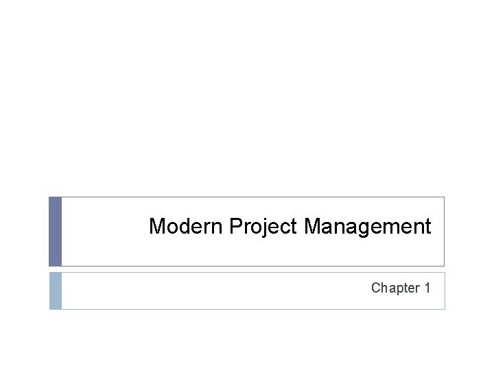 Modern Project Management Chapter 1 What Is a