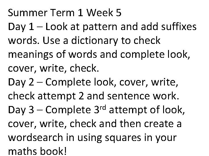 Summer Term 1 Week 5 Day 1 Look