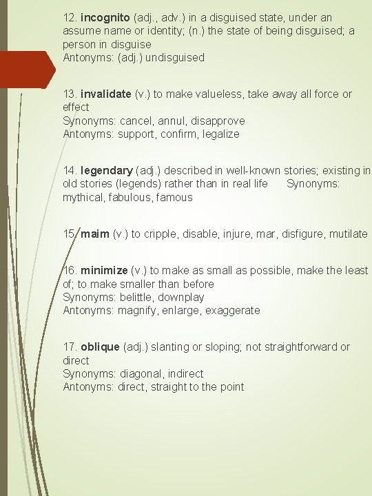 Vocabulary Unit 2 Words 1 antics n pl