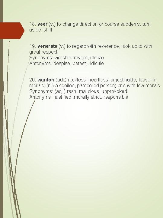 Vocabulary Unit 2 Words 1 antics n pl