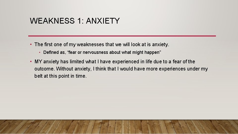 MY STRENGTHS AND WEAKNESSES BY AARON SPELLACY INTRODUCTION