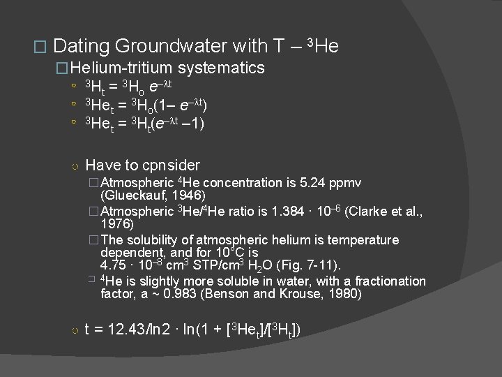 Ch 7 Identifying Dating Modern Groundwaters The Age