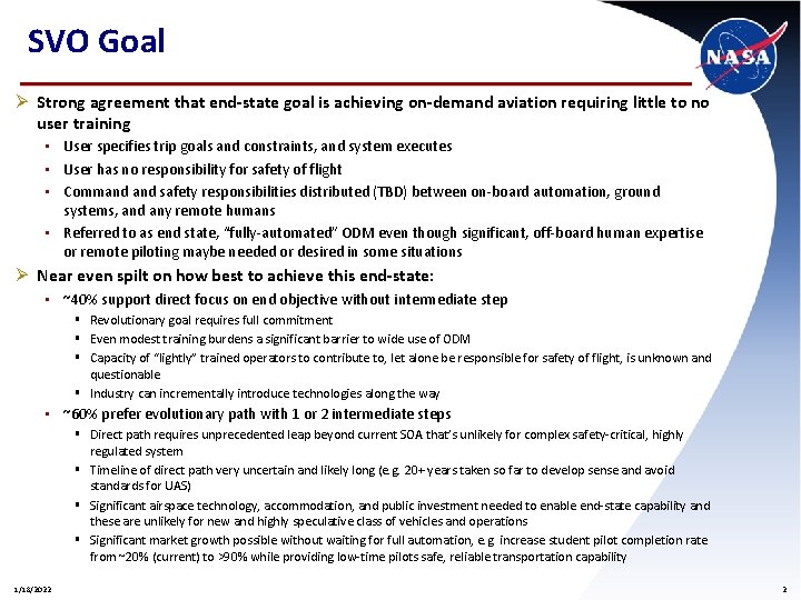 Simplified Vehicle Operations SVO Breakout Session Output Joint