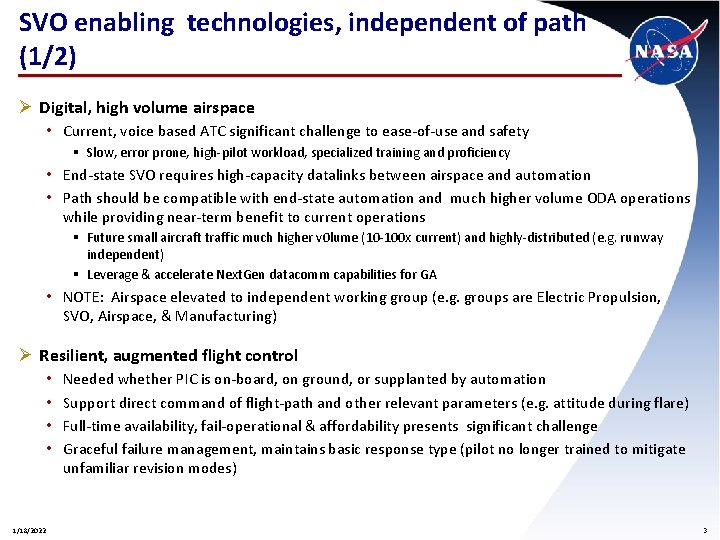 Simplified Vehicle Operations SVO Breakout Session Output Joint