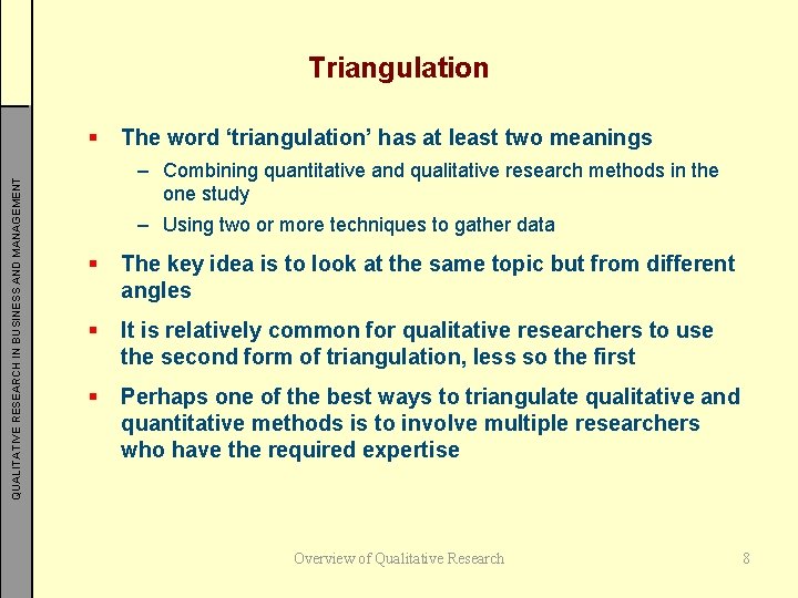 MYERS QUALITATIVE RESEARCH IN BUSINESS AND MANAGEMENT OVERVIEW