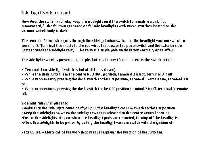 24 Blue Sidelight Switch to Sidelight Microswitch Side