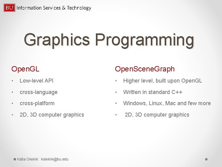 Graphics Programming Open GL Open Scene Graph Katia