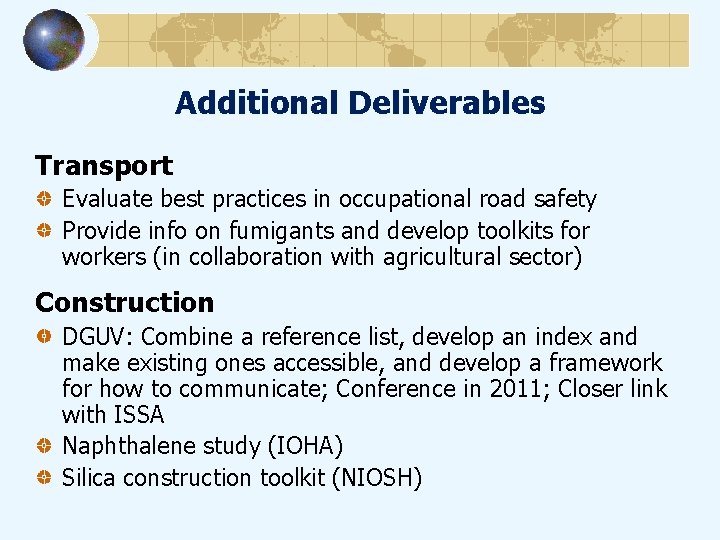 Priority 5 3a High risk industry sectors Deliverables