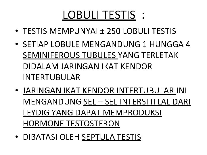 SISTEM REPRODUKSI PRIA TERDIRI DARI 1 TESTIS 2