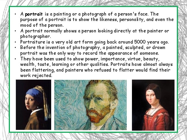 v Learning Objective To learn drawing skills using