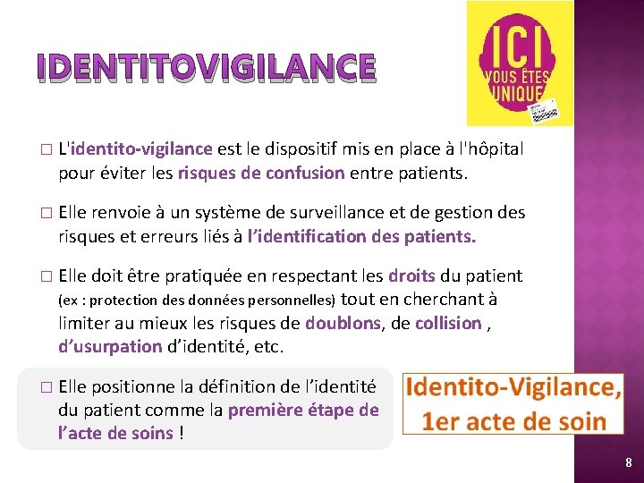 INCIDENTS TRANSFUSIONNELS HEMOVIGILANCE IDENTITOVIGILANCE Surveillance ...