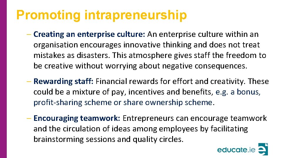 4 ENTERPRISE AND ENTREPRENEURS ENTERPRISE AND ENTREPRENEURS Objectives