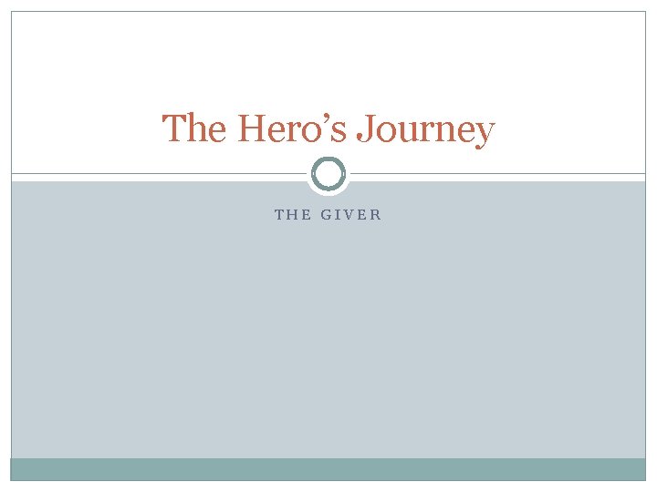 The Heros Journey THE GIVER Ordinary World The