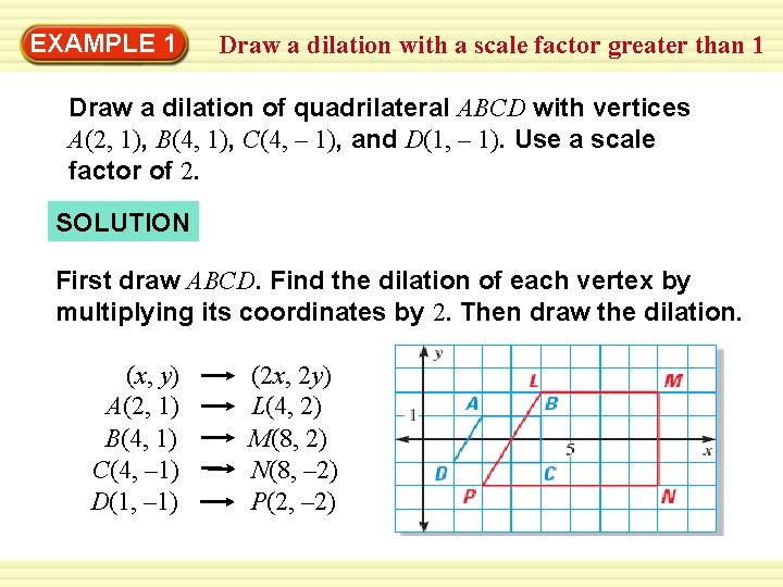 EXAMPLE 1 Draw a dilation with a scale