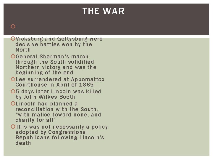 UNITED STATES HISTORY REVIEW Civil Warpresent THE CIVIL