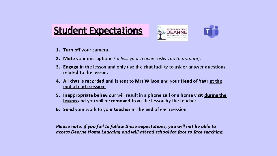 Student Expectations 1 Turn off your camera 2