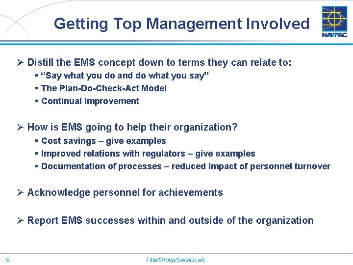 Internal EMS Auditing at Naval Installations Navy EMS