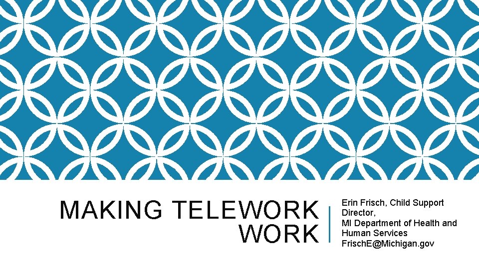 MAKING TELEWORK Erin Frisch Child Support Director MI