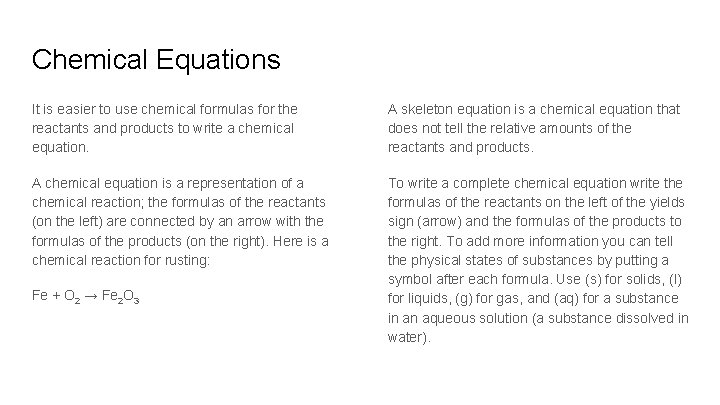 Notes Ch 11 1 a Describing Chemical Reactions