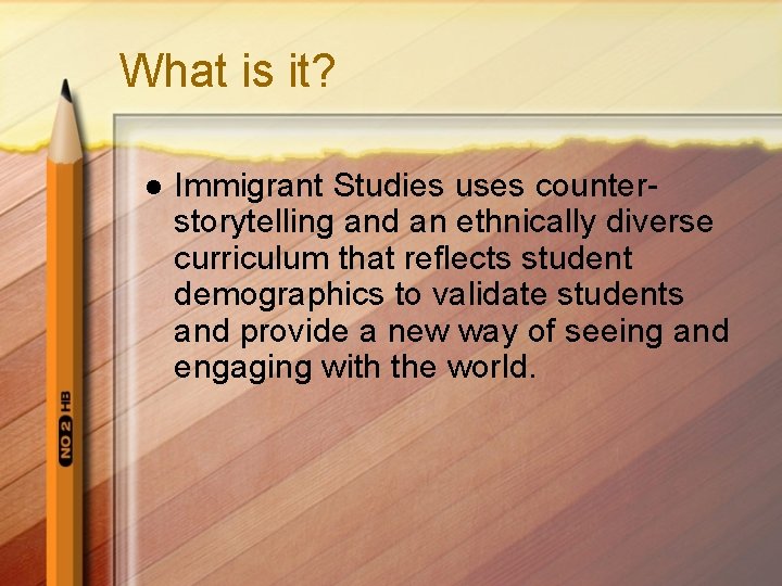 The Curriculum as Mirror Building an Immigrant Studies