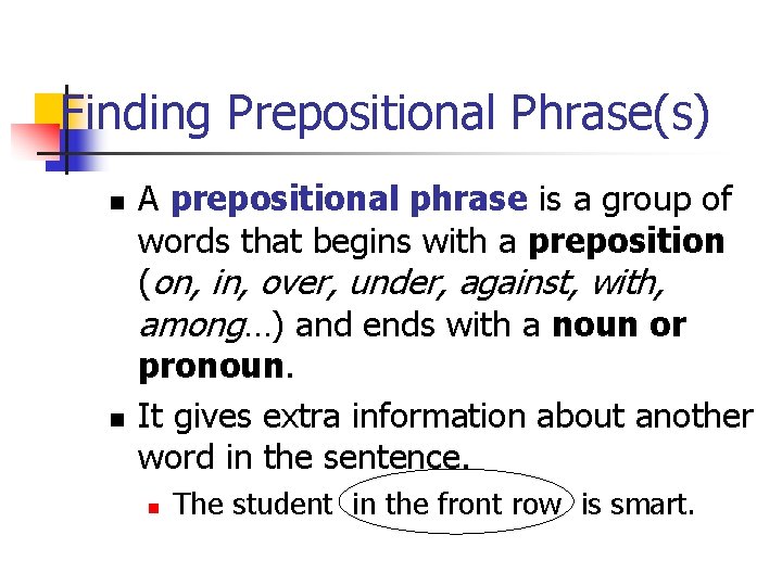 Writing Simple Sentences Identifying Subjects Verbs and Prepositional