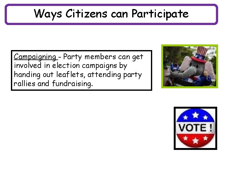 Political participation in the USA What is Participation