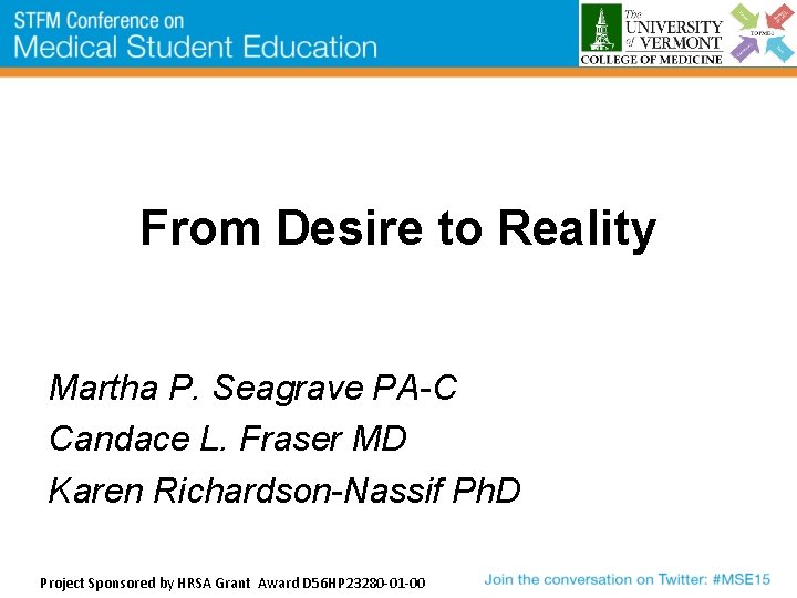 From Desire to Reality Martha P Seagrave PAC