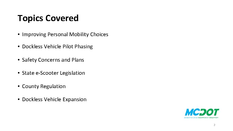 New Mobility Options in Montgomery County Dockless Vehicles