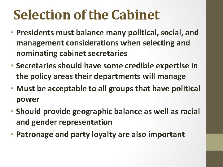 The Presidents Cabinet What is the Cabinet Department