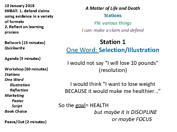 10 January 2018 IWBAT 1 defend claims using