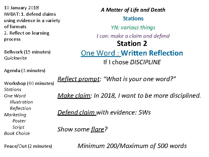 10 January 2018 IWBAT 1 defend claims using