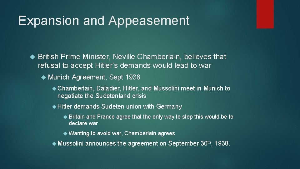 Road to WWII Expansion and Appeasement Daily Question