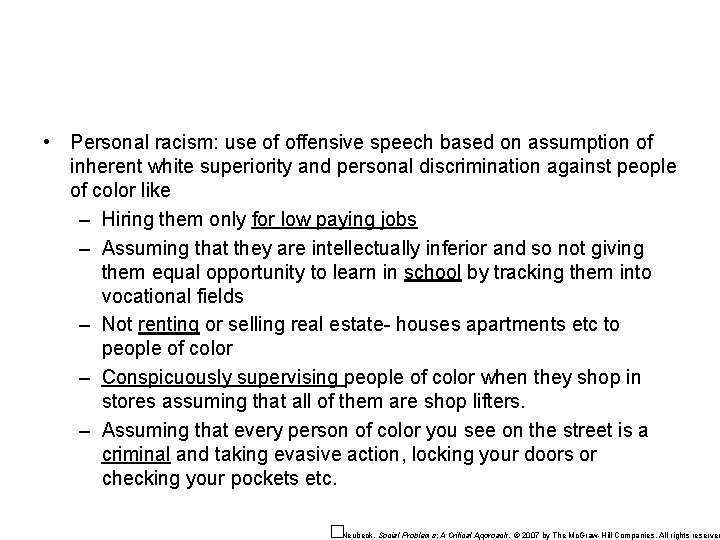 CHAPTER SEVEN RACISM Neubeck Social Problems A Critical