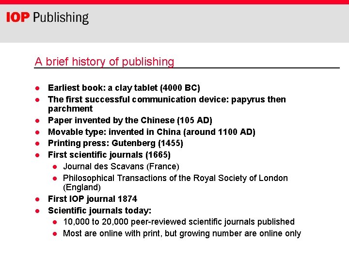 How to get published in an IOP or