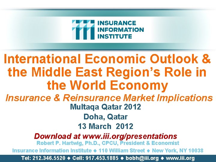 International Economic Outlook the Middle East Regions Role