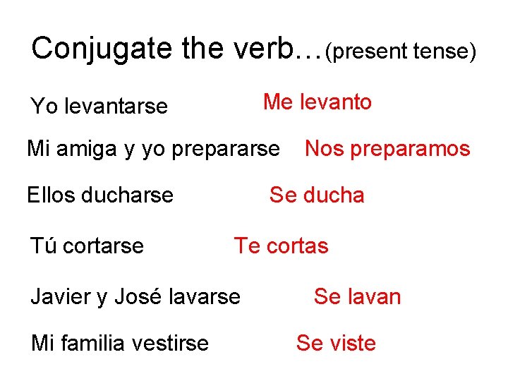 Espaol III Repaso para el examen del medio