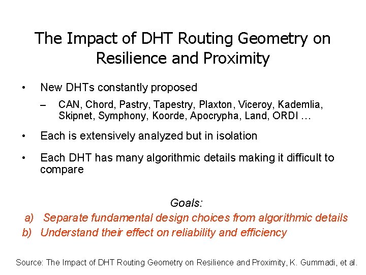 The Impact of DHT Routing Geometry on Resilience