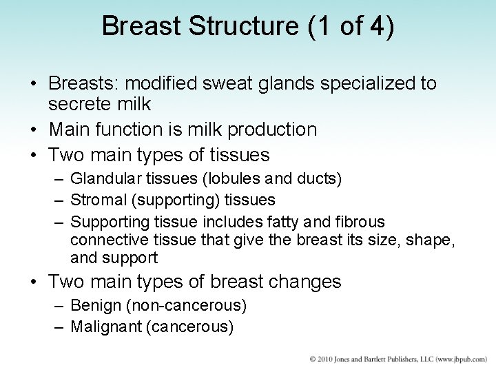 Chapter 16 The Breast Learning Objectives Describe normal