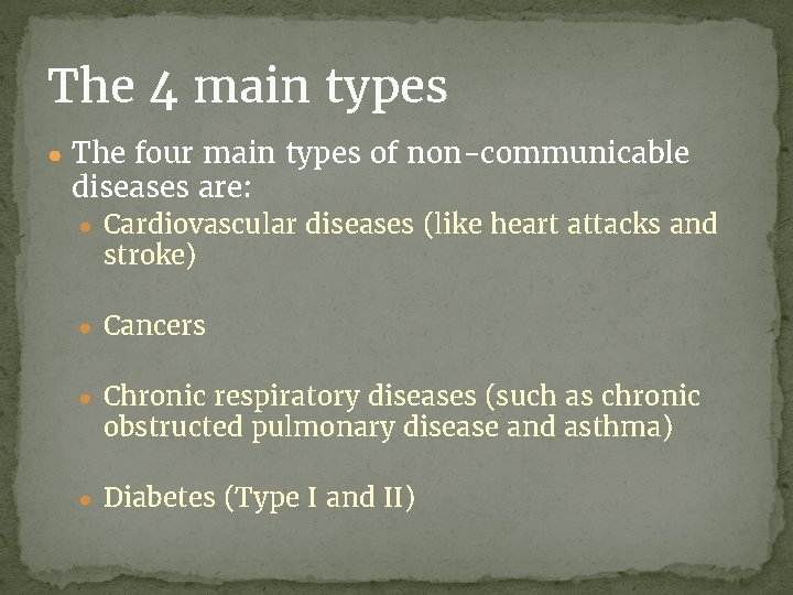 NonCommunicable Disease Definition Noncommunicable diseases also known as